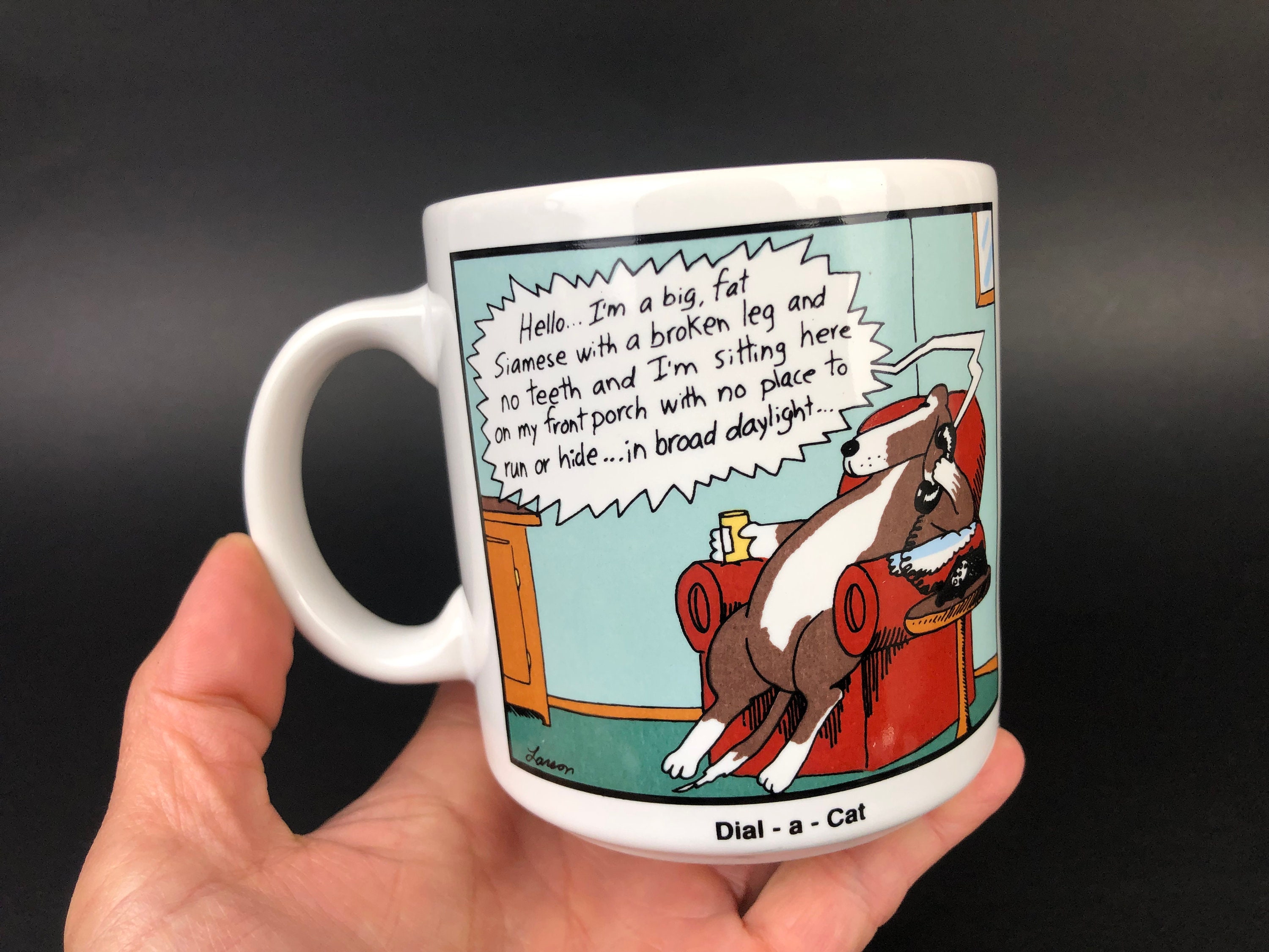 Vintage 1988 the Far Side dial-a-cat Ceramic Coffee Mug by - Etsy