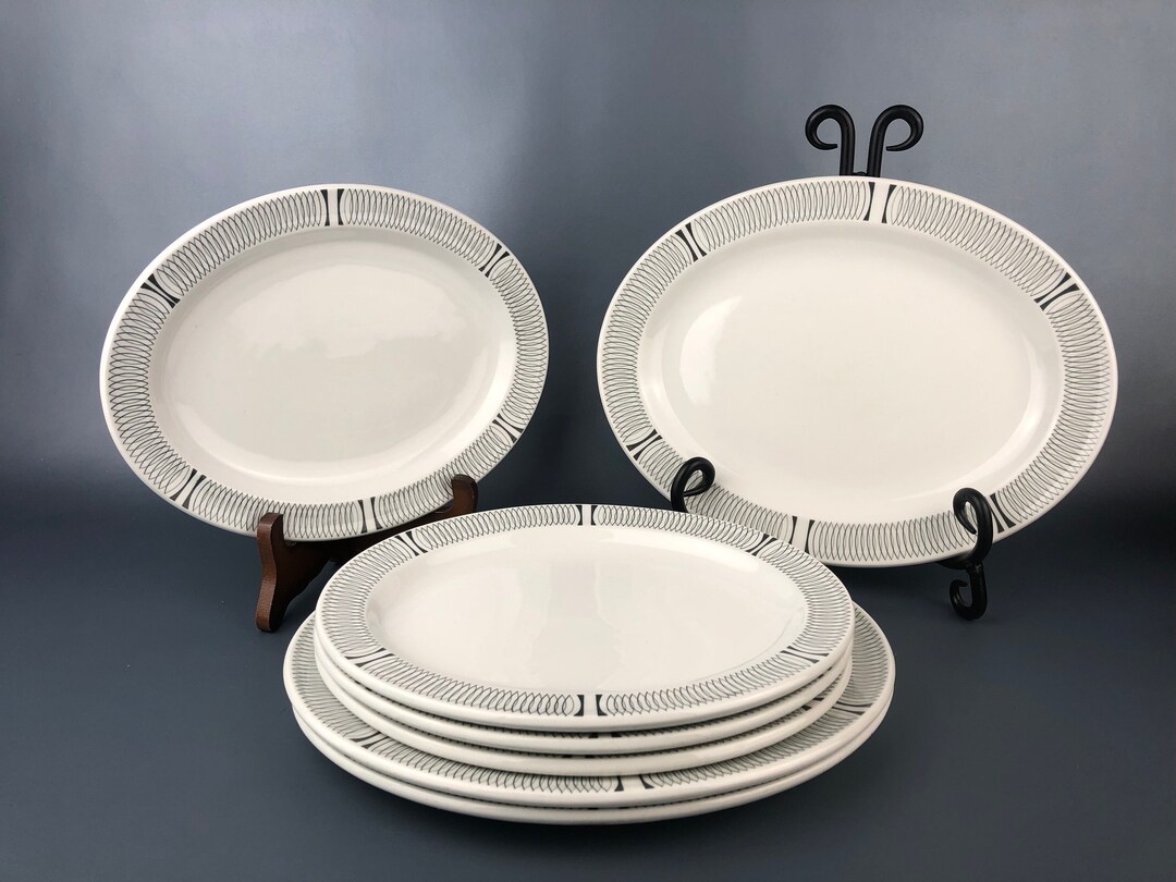 Set of 7 Grindley Alpha Vitrified Restaurant Ware Style Oval Plates ...