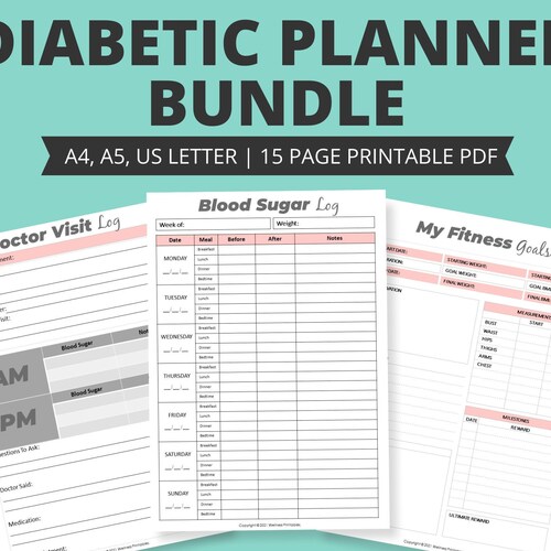 Digital Diabetic Log Blood Sugar Logbook Diabetes Tracker - Etsy