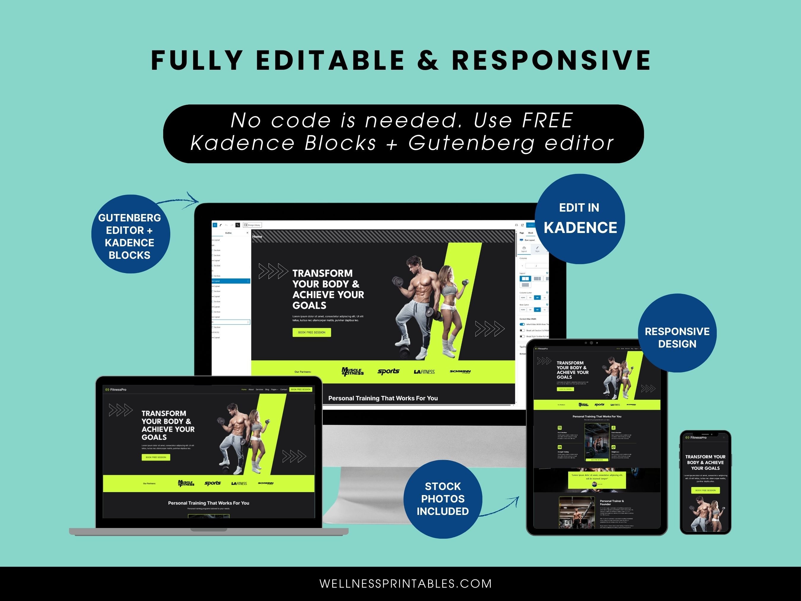 Personal Trainer Website Template for Kadence Wordpress Theme for Fitness Coaches, Gyms ...