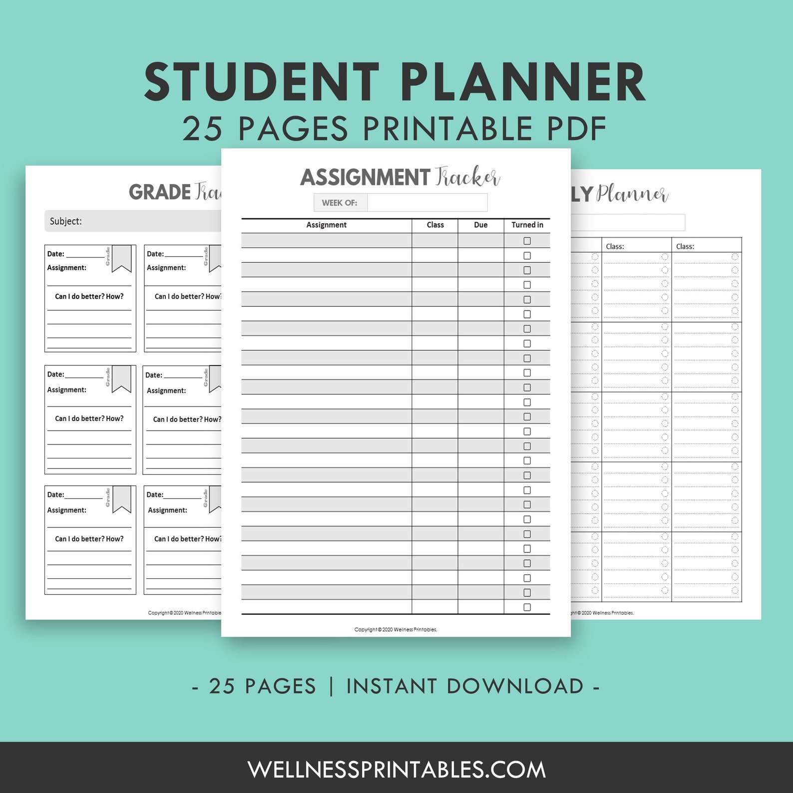 Student Planner Bundle Onenote Black Paper Planner College - Etsy