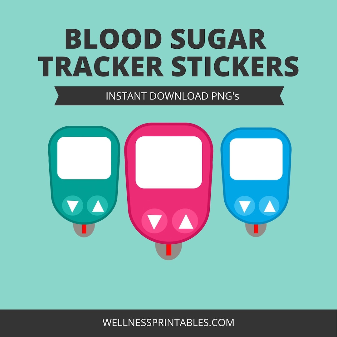 Glucose Meter Printable Planner Stickers - Blood Sugar Tracker Glucose ...
