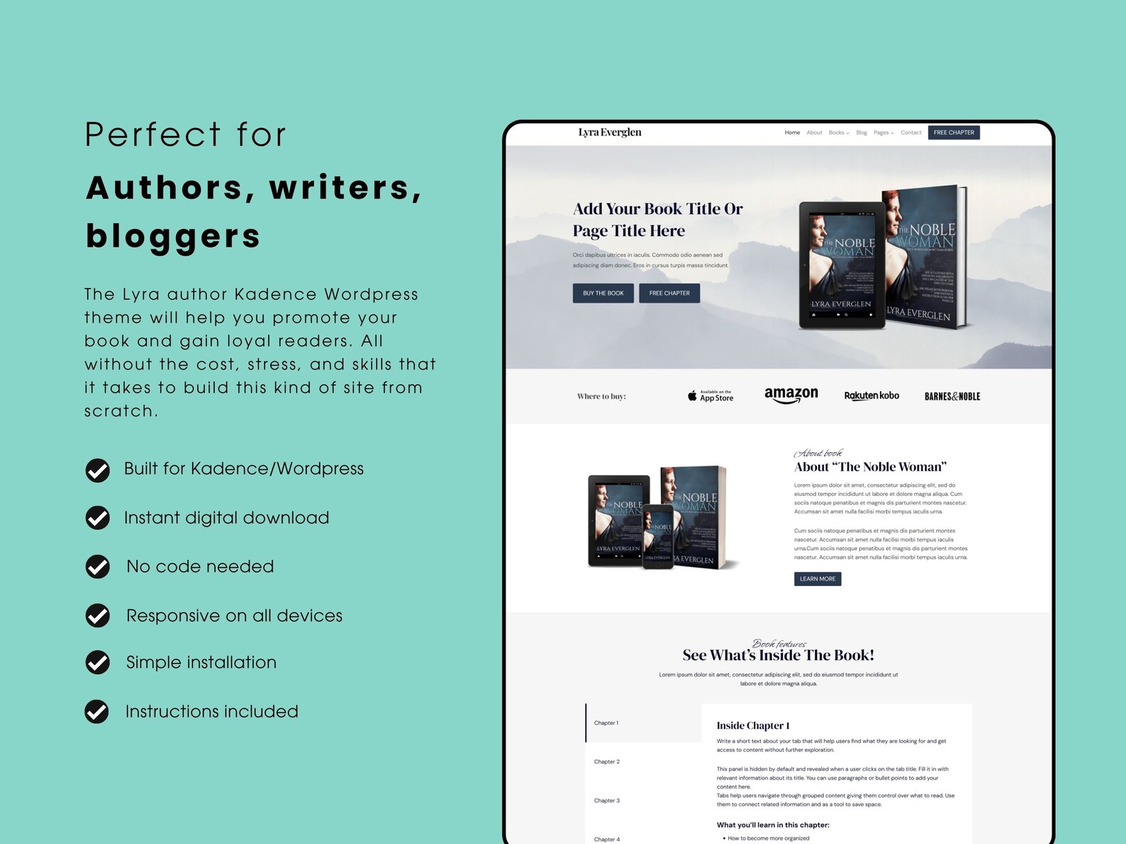 Author Website Template for Kadence Wordpress Theme for Authors ...
