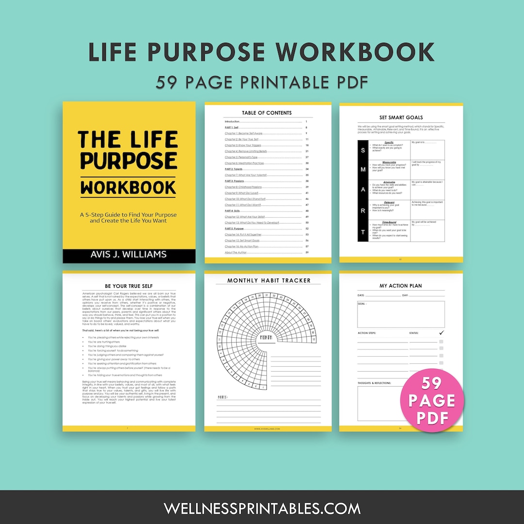 Life Purpose Workbook - Find Your Passion and Career Printable Planner ...