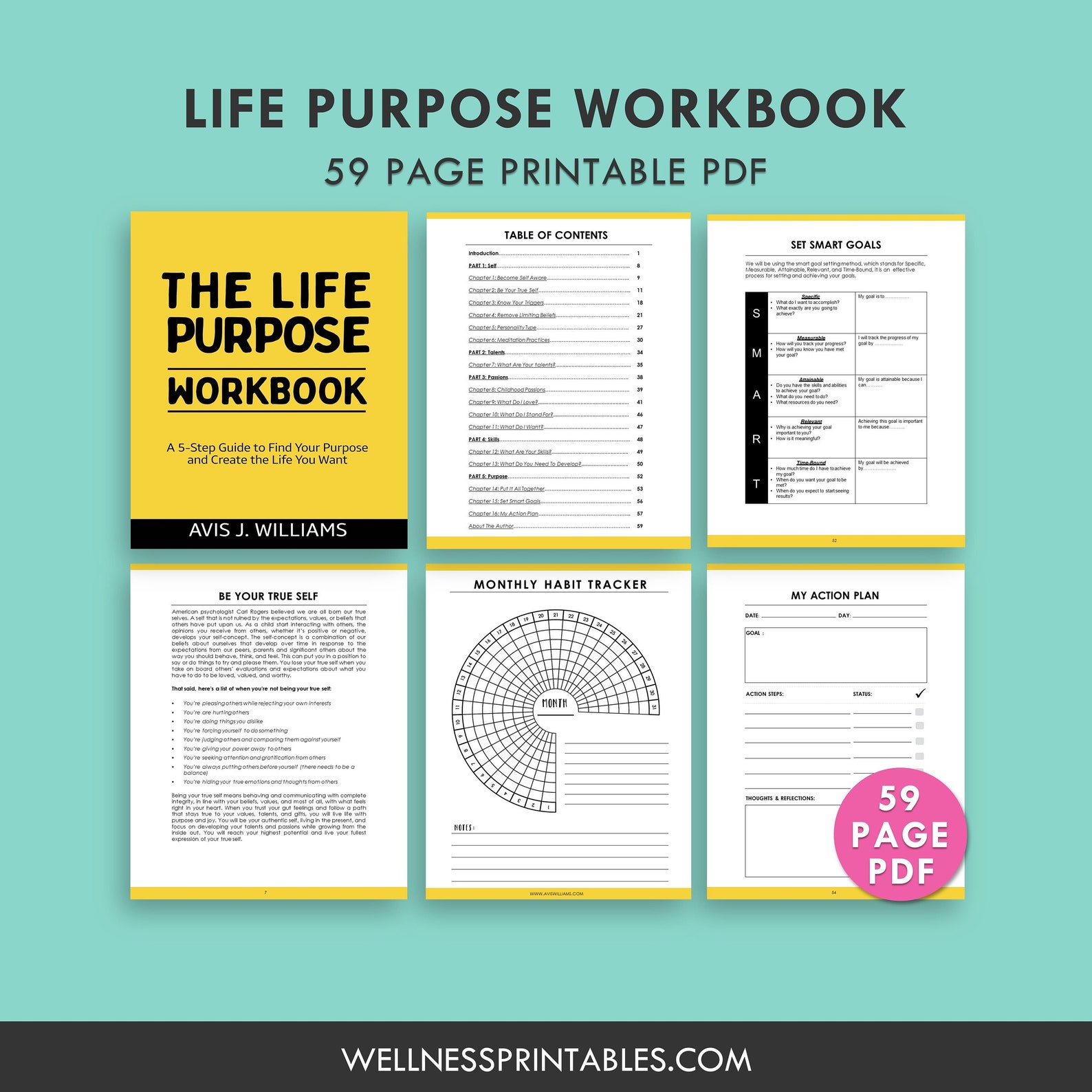 Life Purpose Workbook - Find Your Passion and Career Printable Planner ...