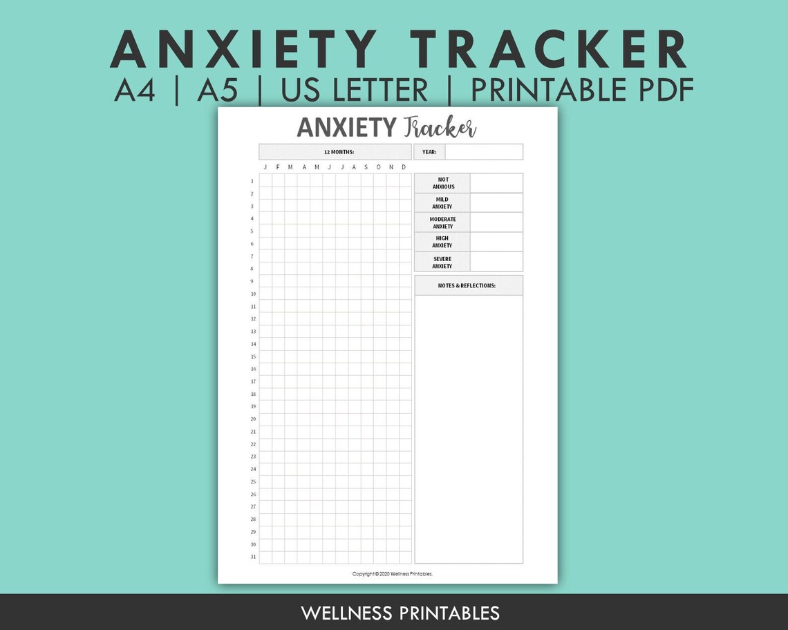 Anxiety Tracker Printable A4 A5 Planner Inserts Year in | Etsy