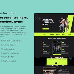 Personal Trainer Website Template for Kadence Wordpress Theme for Fitness Coaches, Gyms ...