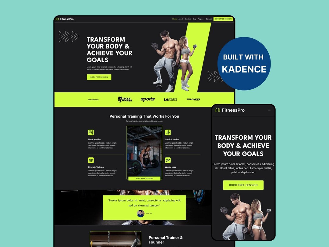 Personal Trainer Website Template for Kadence Wordpress Theme for Fitness Coaches, Gyms ...