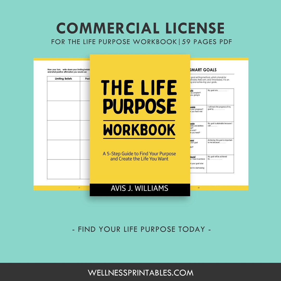 Life Purpose Workbook - COMMERCIAL LICENSE, Find Your Passion and ...