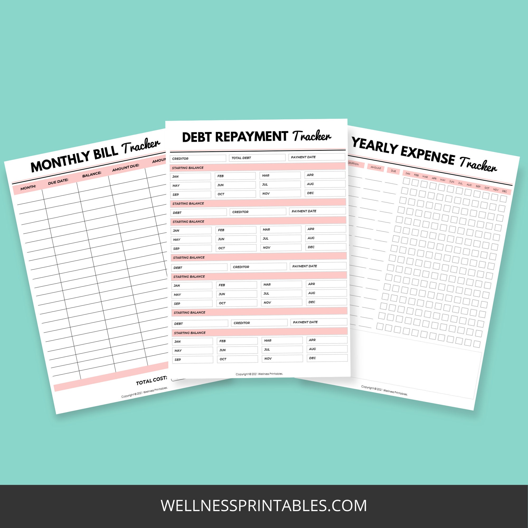 Financial Planner Printable Including Savings Debt Budget Expense ...