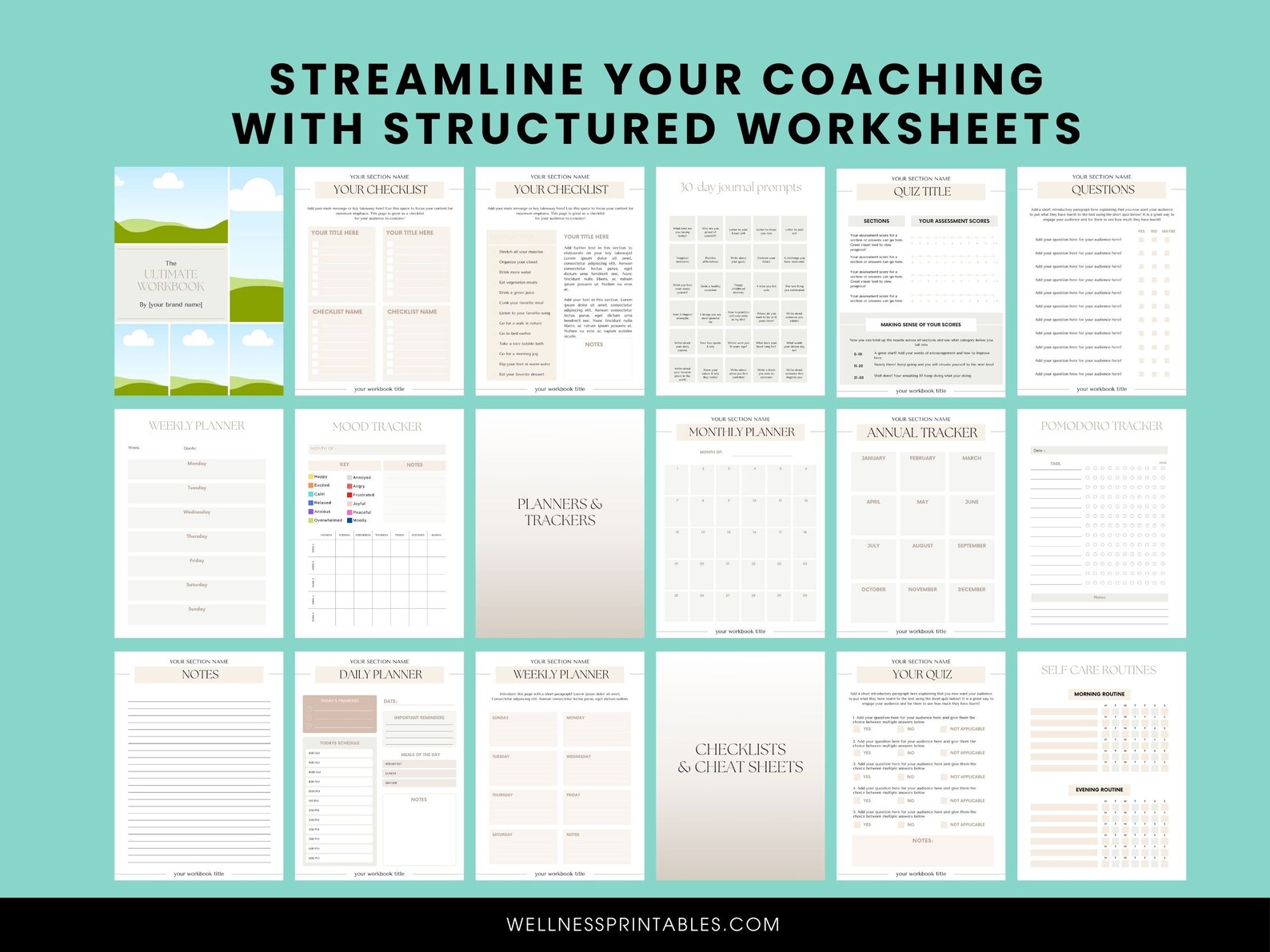 Coaching Worksheet Templates: Canva Workbook Bundle (digital Download ...