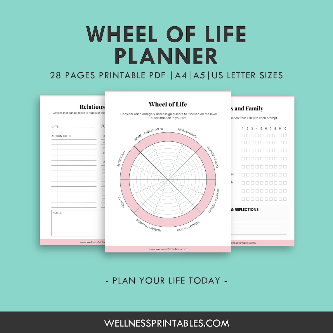 Wheel of Life Planner Printable: Goal Template, Life Balance (PDF) - Etsy