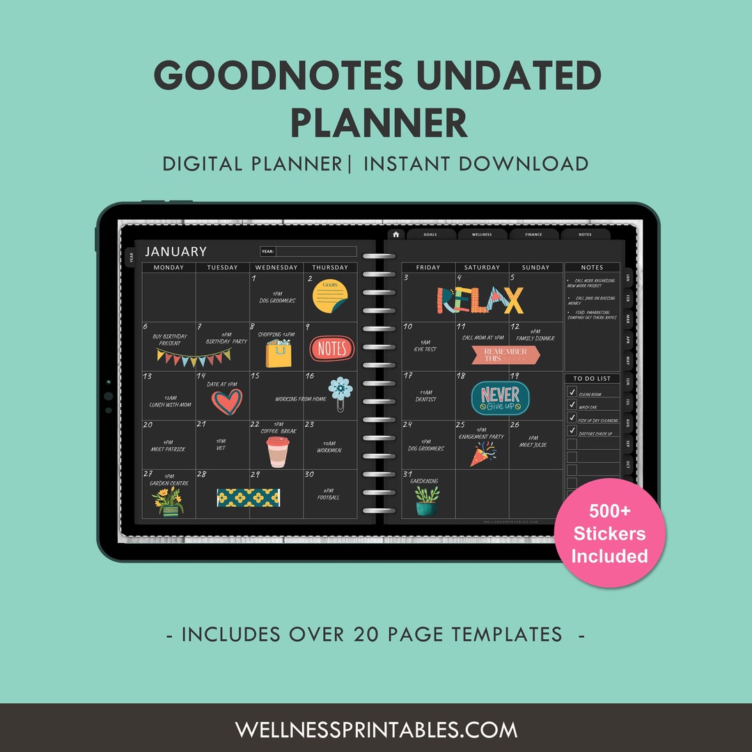 Goodnotes Undated Digital Planner - Note Taking Template Daily Schedule ...