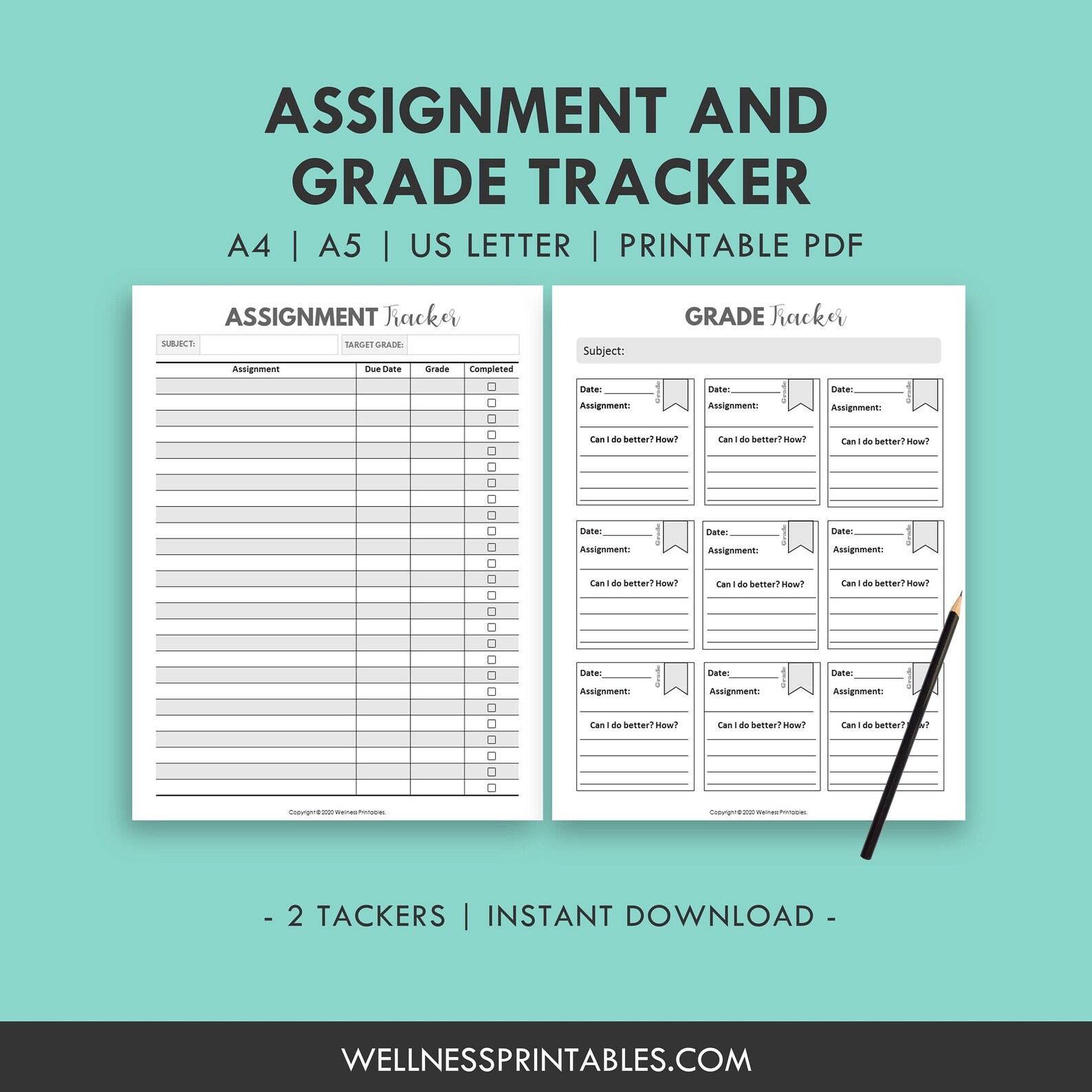Assignment Tracker Printable College Student Academic Planner Homework ...