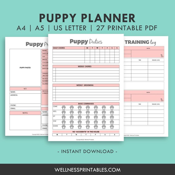Puppy Training Planner Printable Dog Training Pet Care | Etsy