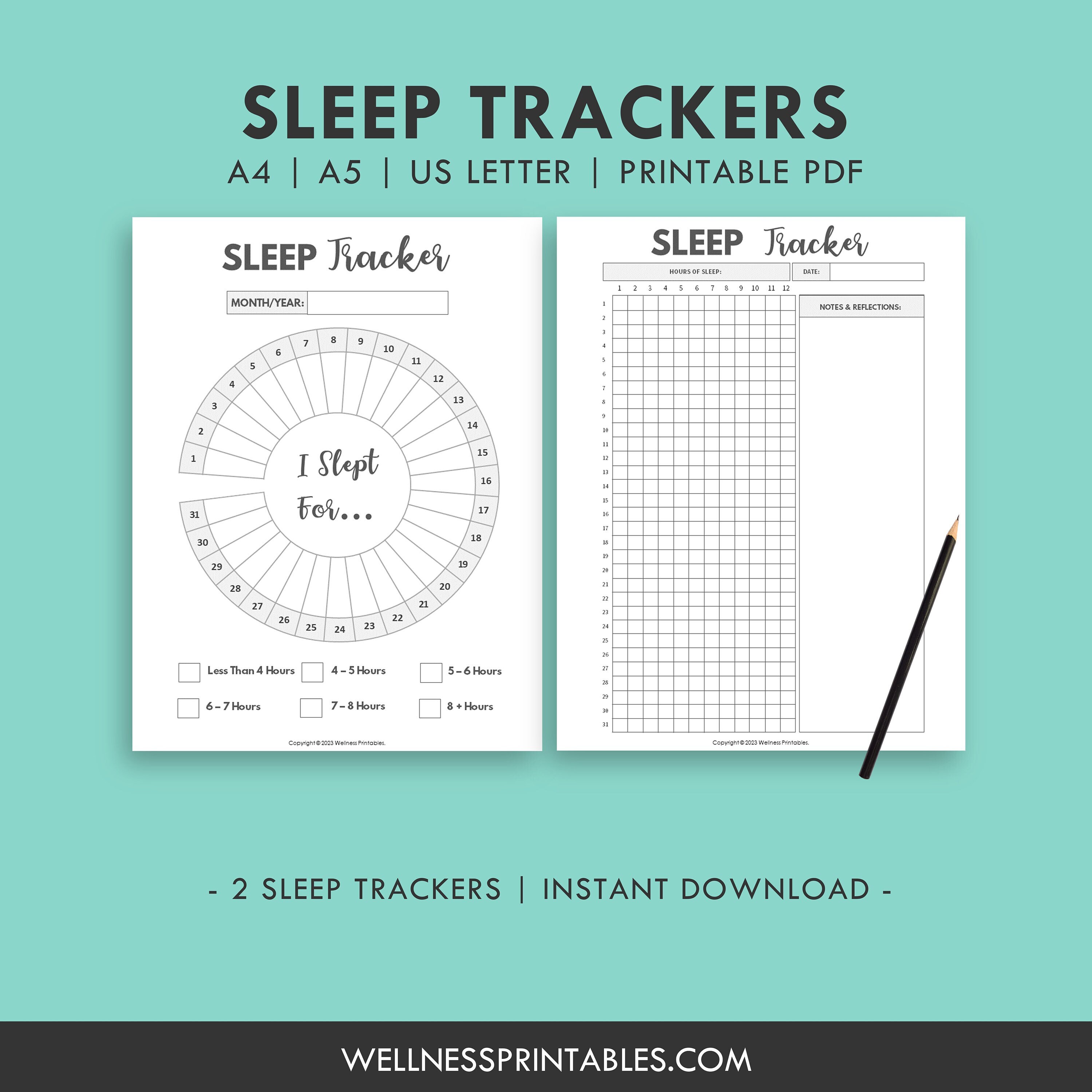 Sleep Tracker Printable - Monthly Sleep Log Chart, Sleep Tracking ...