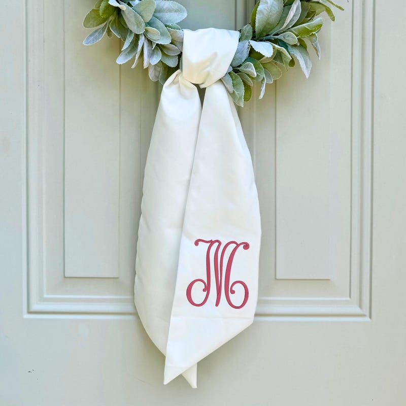 Monogrammed Wreath Sash - Etsy