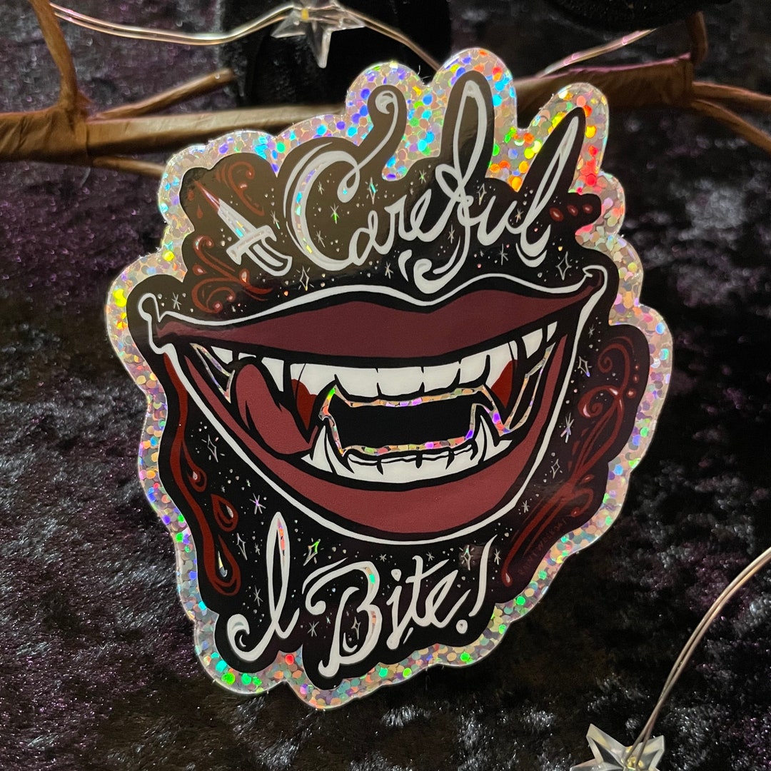 Careful, I Bite! Astarion Fangs, Vinyl Glitter Sticker - Etsy