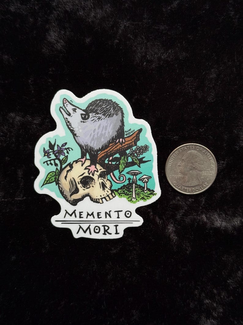 Memento Mori Sticker, Possum and Skull With Poisonous Flora, Matte ...