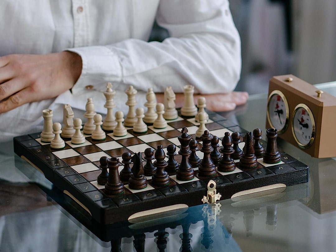 SMALL Wooden Chess Set, Portable CHAMPION 29 Cm Tournament Set ...