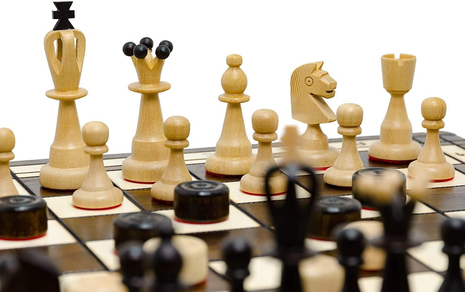 HUGE 50cm / 20in Largest Wooden Chess Set and Checkers / Draughts Game ...