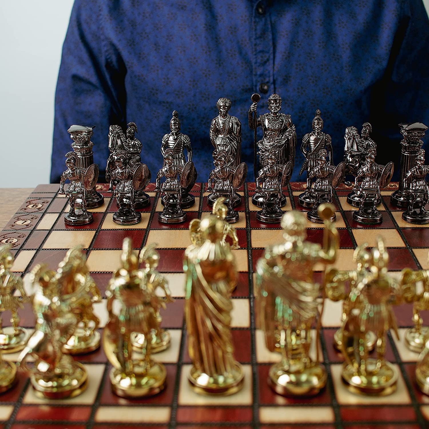 SPARTAN Chess Set 16" Wooden Chess Board With Ornaments and Weighted ...