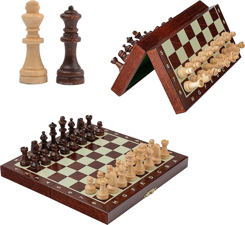 Small 20cm MAGNETIC Wooden Chess Set| Handmade Set With Magnetized ...