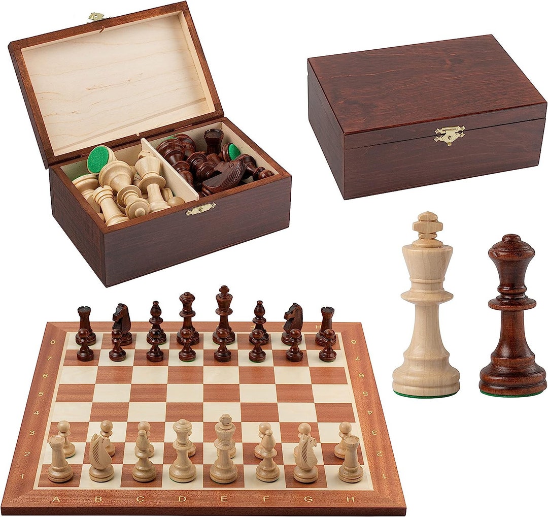 Master of Chess Professional TOURNAMENT No.5 Wooden Chess Set Inlaid ...