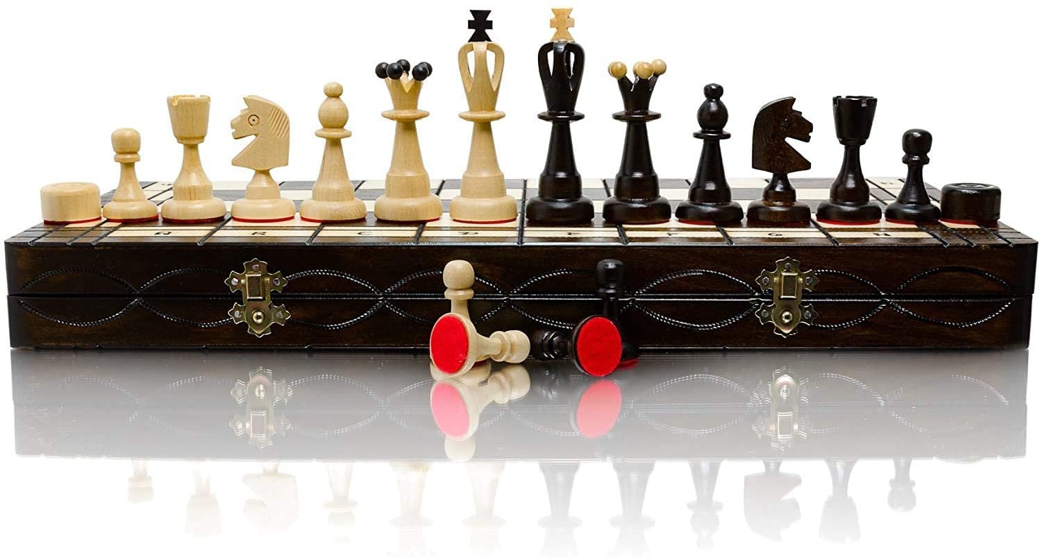 HUGE 50cm / 20in Largest Wooden Chess Set and Checkers / Draughts Game ...