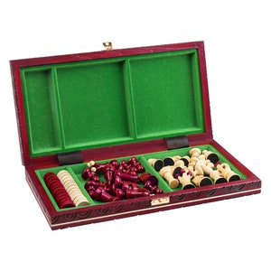 Lovely Cherry RED KINGDOM 2in1 Set Of: Chess & Drafts Checkers 35cm ...