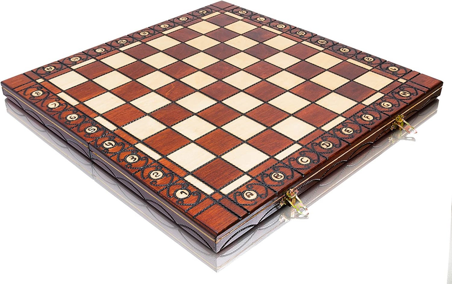 16" Wooden Folding Mahogany CHESSBOARD / Chess Board - Hand Crafted ...