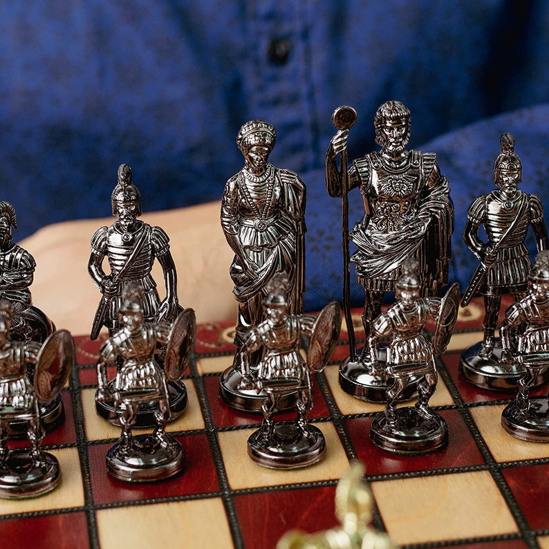 SPARTAN Chess Set 16" Wooden Chess Board With Ornaments and Weighted ...