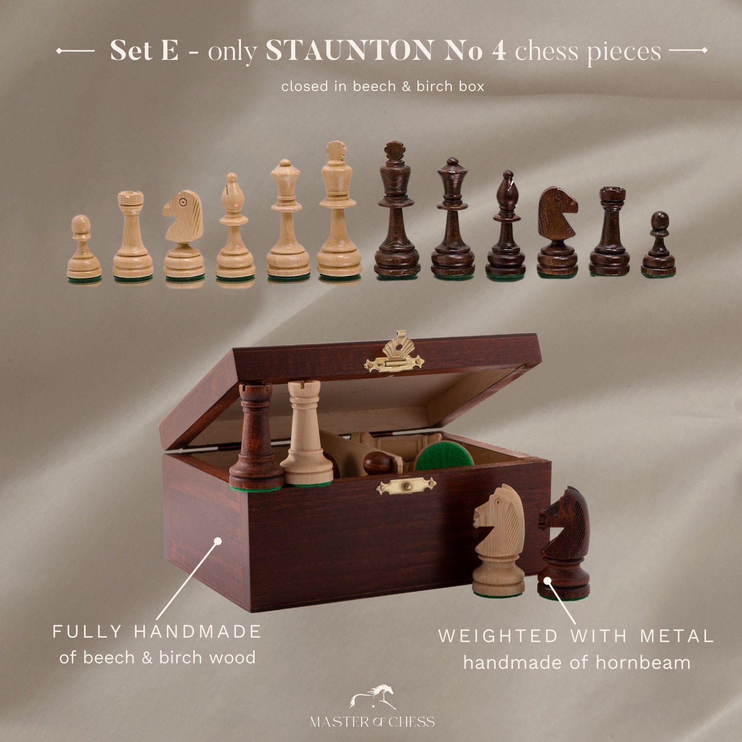Tournament Wooden Chess Set Non Folding, Inlaid Chessboard WITHOUT ...