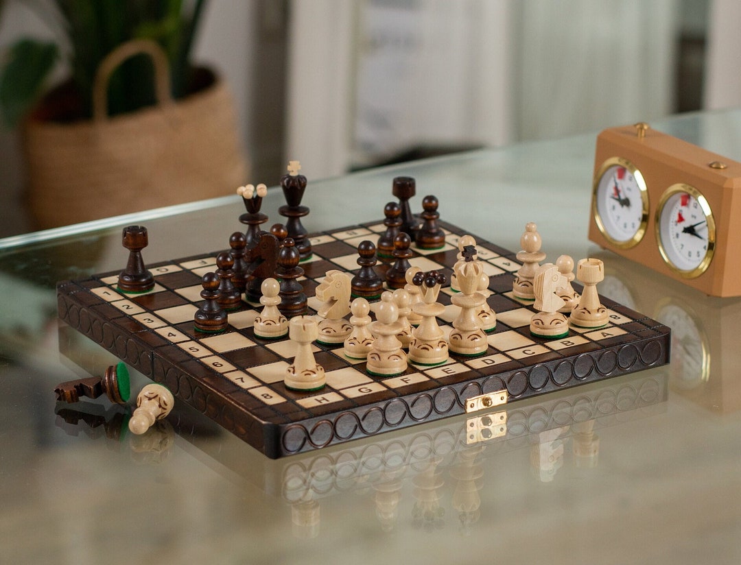 SMALL Wooden Portable Chess Set for Kids Board Game PEARL Fully ...