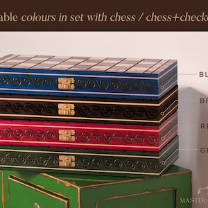 GREEN Handmade Wooden Chess Set With Board PEARL 35cm / 13.8in Wood ...
