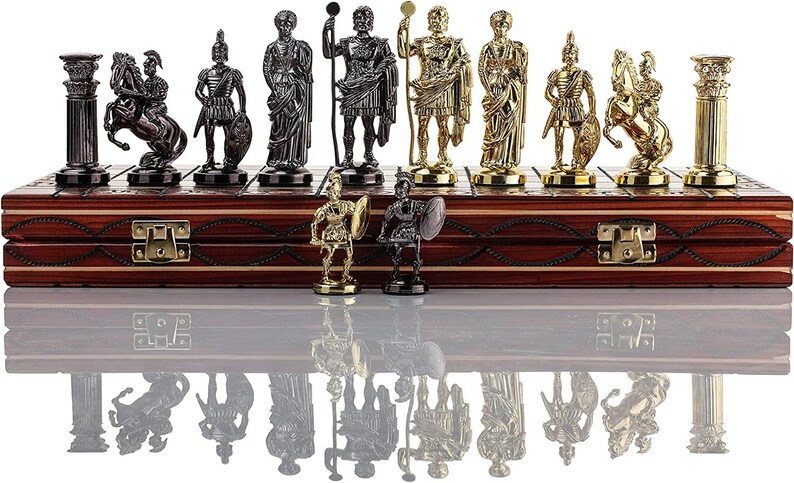 SPARTAN Chess Set 16" Wooden Chess Board With Ornaments and Weighted ...
