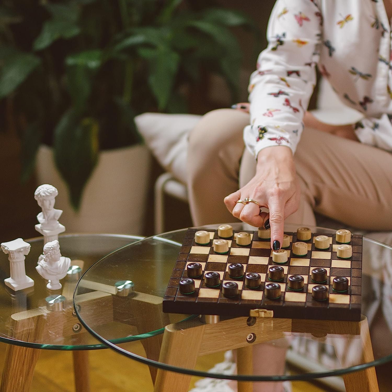 CLASSIC Wooden CHECKERS Drafts Set Board Game 64 SQUARES Small Set for ...