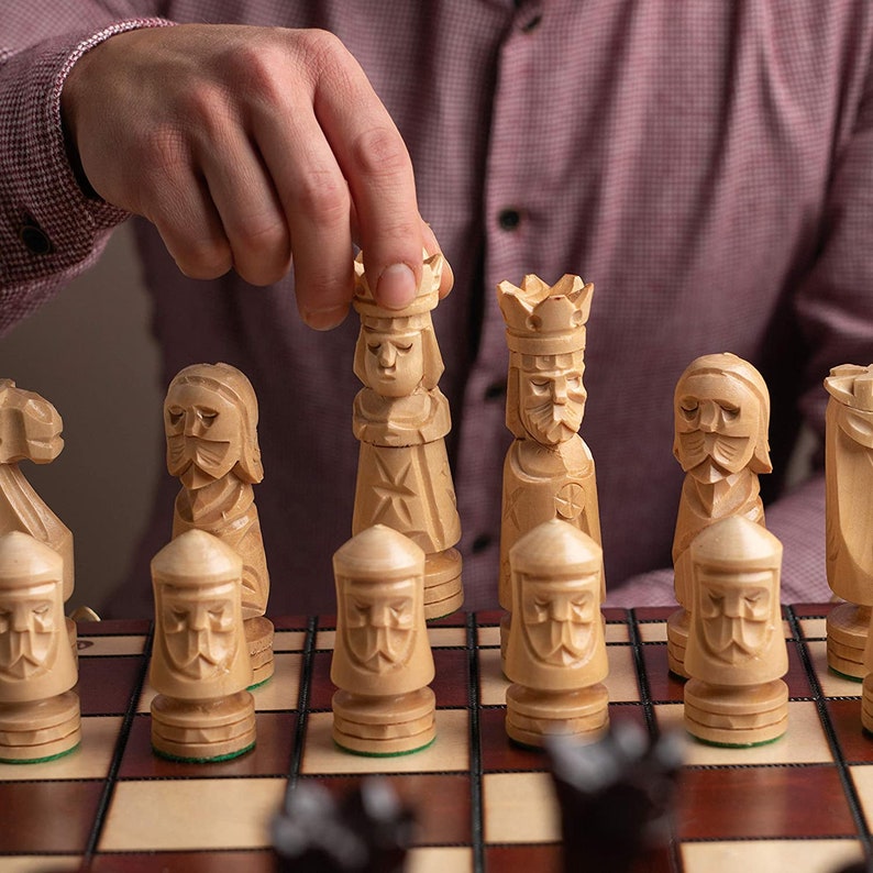 CASTLE DELUXE Wooden Chess Set 50cm / 20in. Every Piece Hand Carved ...