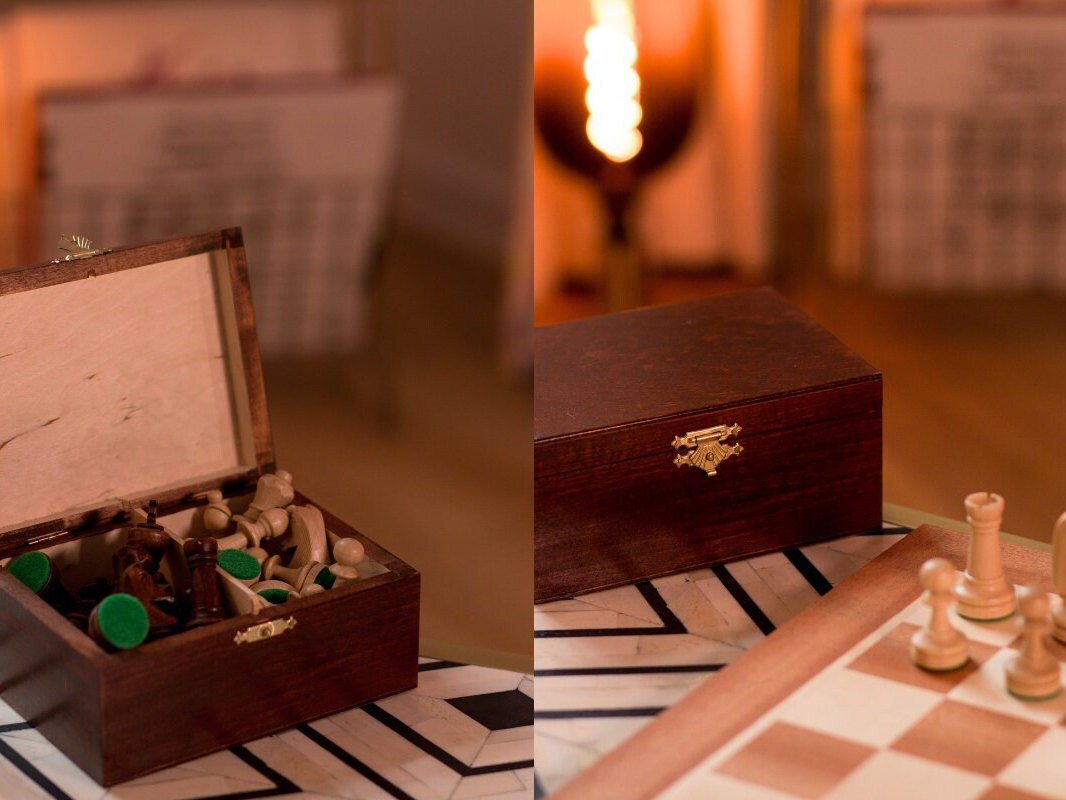 Tournament Wooden Chess Set Non Folding, Inlaid Chessboard WITHOUT ...