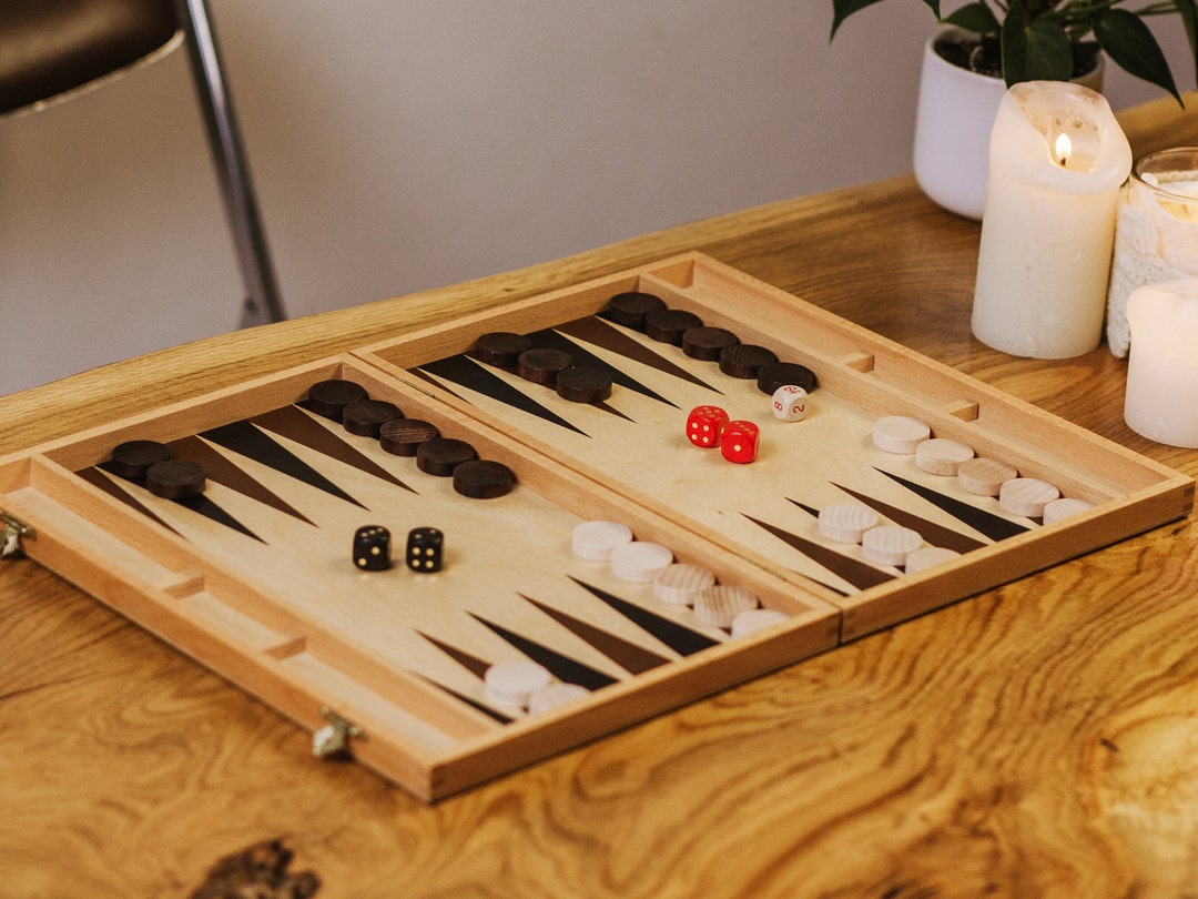 BIG Classic Wooden Board Game BACKGAMMON Portable Set | Large XL Size ...