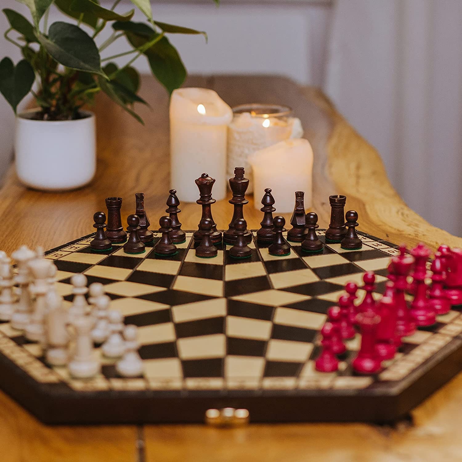Master of Chess Unique 3 PLAYERS CHESS 54 X 47cm Wooden Chess Set ...