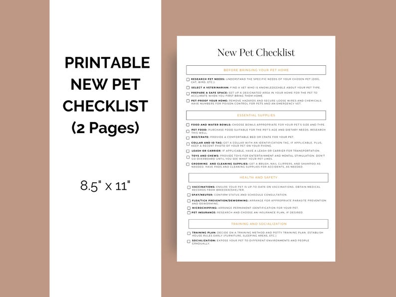 New Pet Checklist, Printable PDF Download for Preparing Your Home and ...