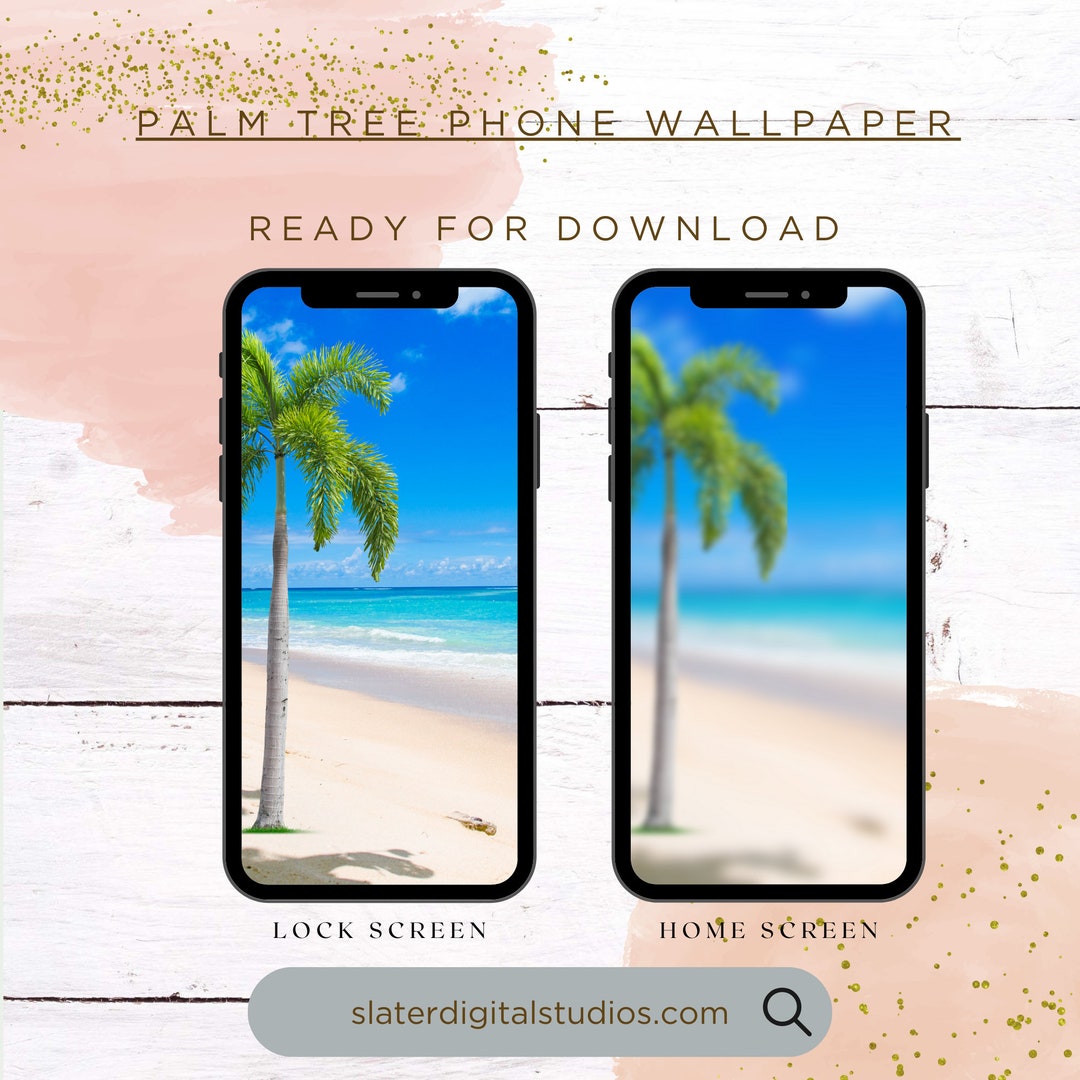 Palm Tree Beach Phone Wallpaper Set, Phone Lock Screen, Phone Home ...