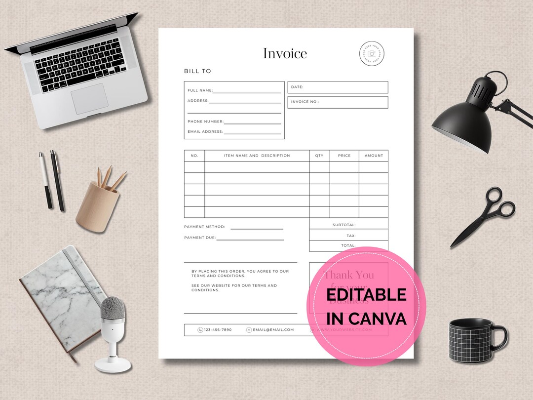 Small Business Invoice Form: Editable PDF - Etsy