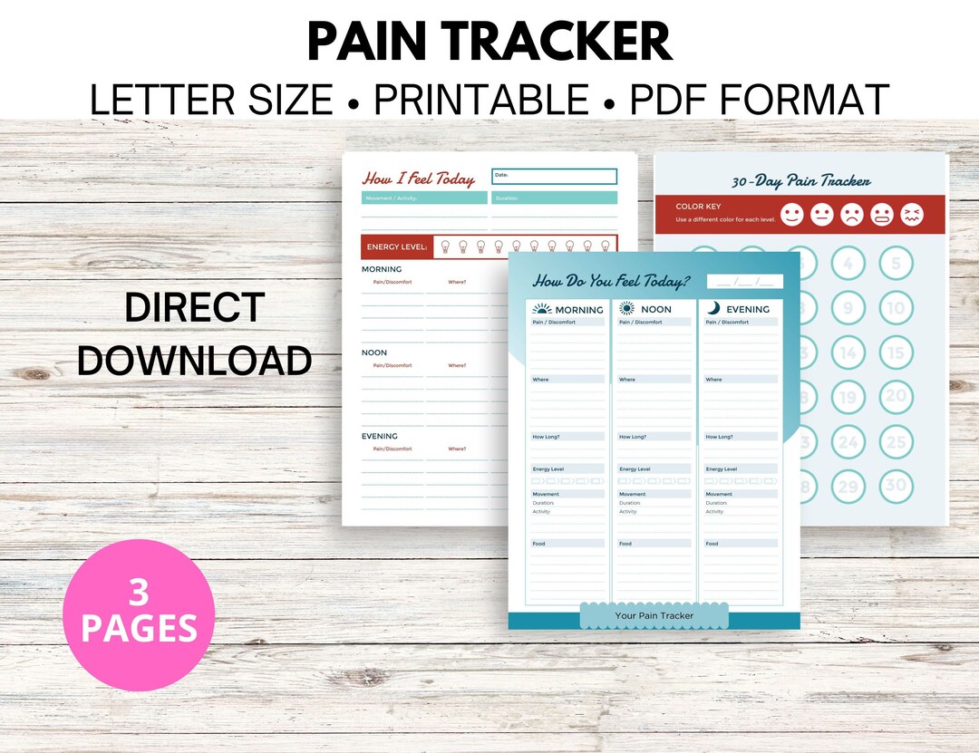 Daily Pain Tracker Printable Bundle: Symptom & Health Log (PDF) - Etsy