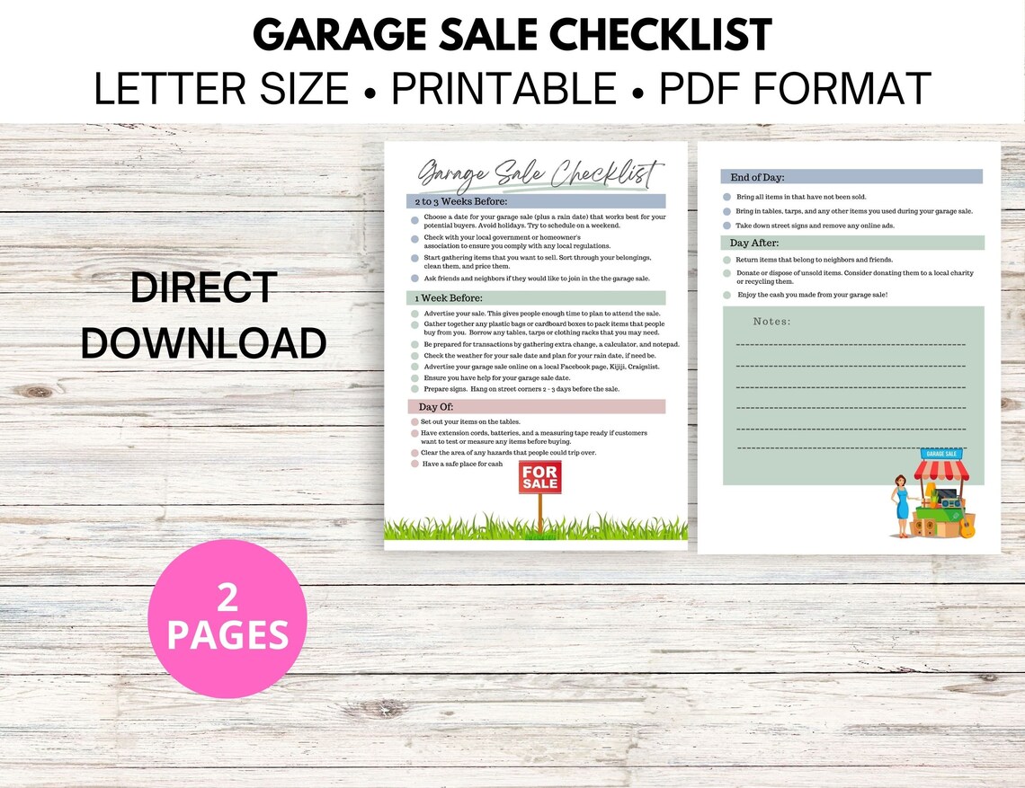 Garage Sale Printable Checklist, Yard Sale Checklist, Sale Checklist ...