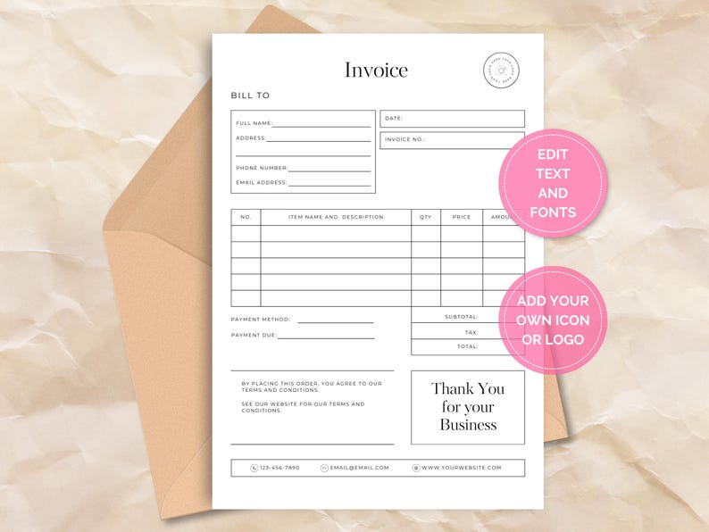 Small Business Invoice Form: Editable PDF - Etsy
