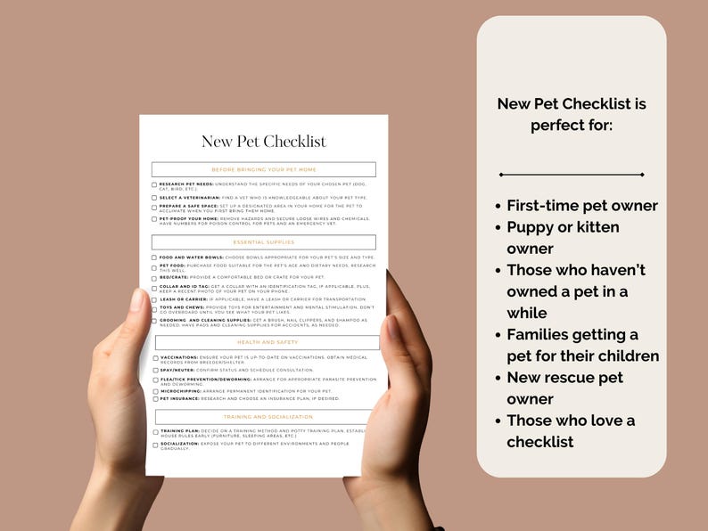 New Pet Checklist, Printable PDF Download for Preparing Your Home and ...