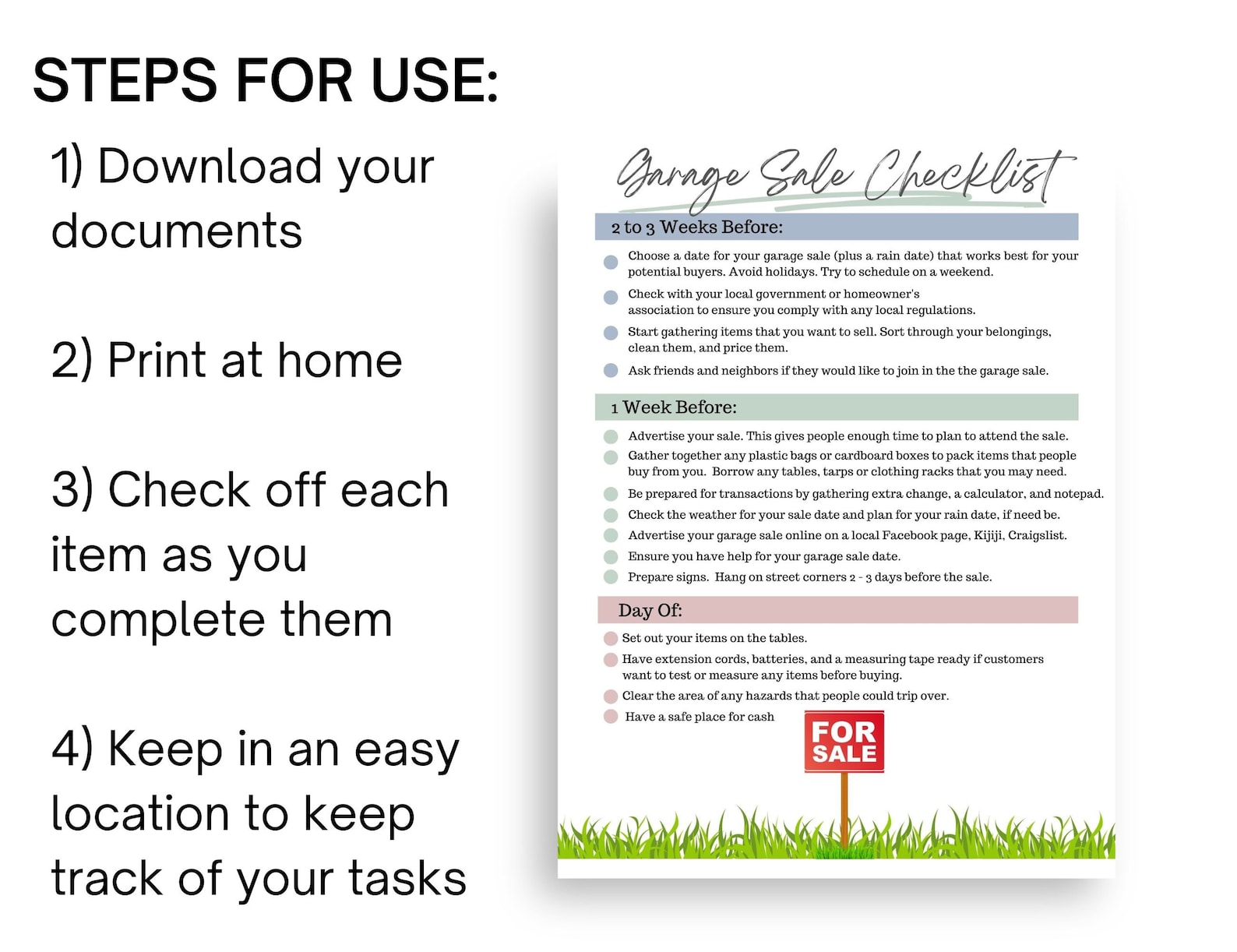Garage Sale Printable Checklist, Yard Sale Checklist, Sale Checklist ...