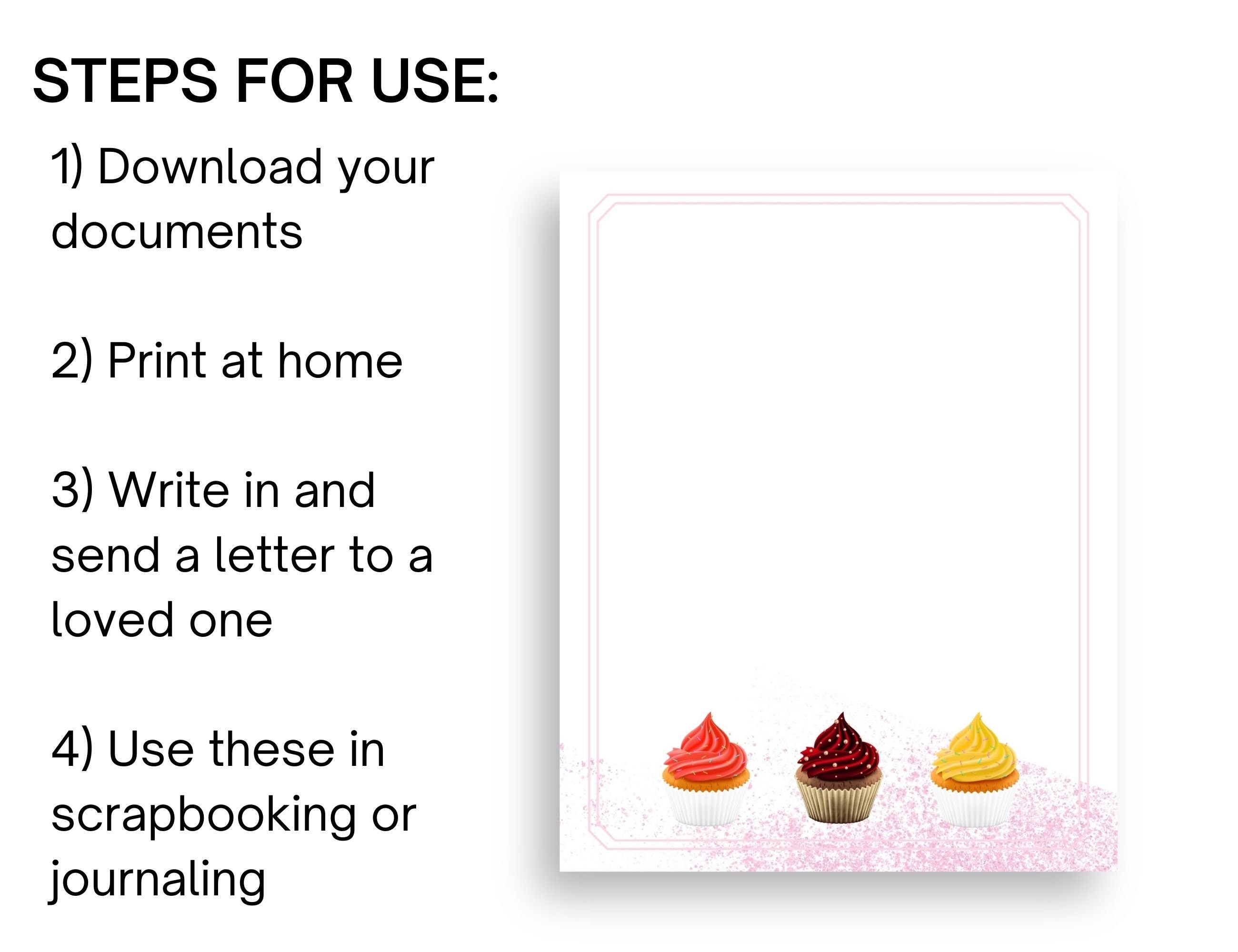 Stamping Instant Download Paper Pages. Muffin Cupcake Printable Letter ...